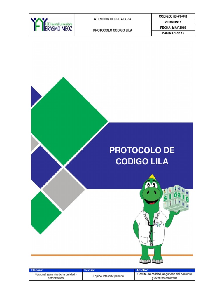 HS-PT-041 Protocolo Codigo Lila | PDF | Seguridad del paciente | Enfermería