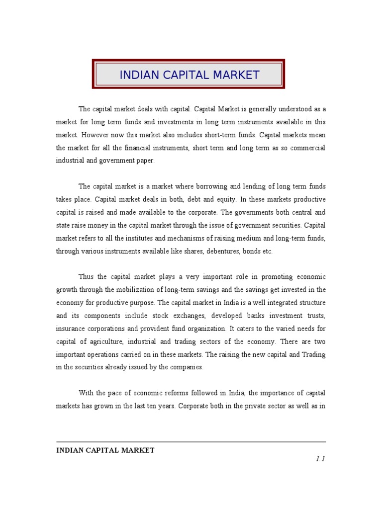 Chapter 1.indian Capital Market | PDF | Stock Market | Capital Market