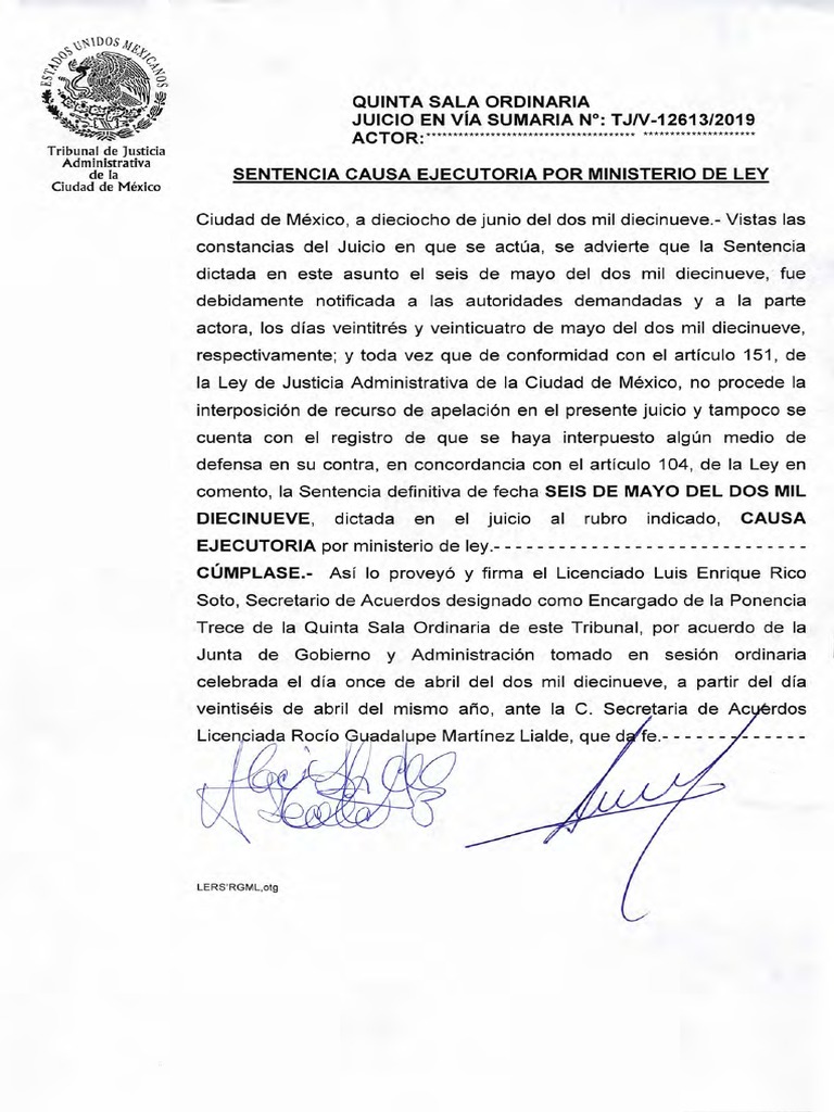 Sentencia Ejecutoria | PDF