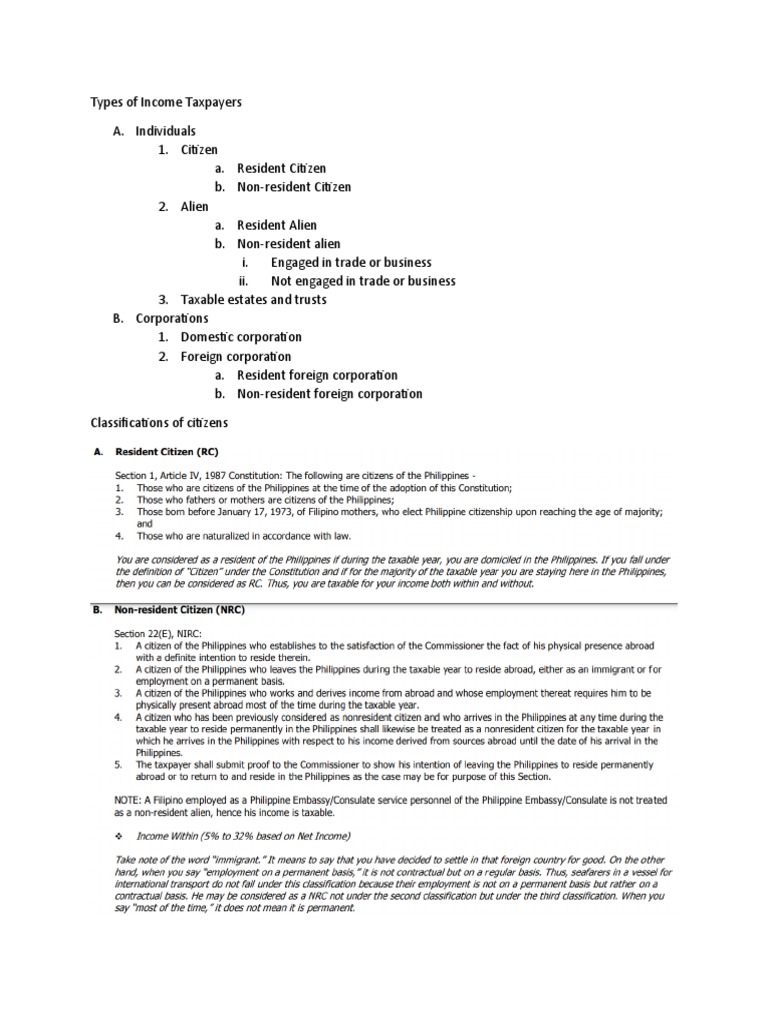 Types of Income Taxpayers Explained | PDF | Finance & Money Management ...