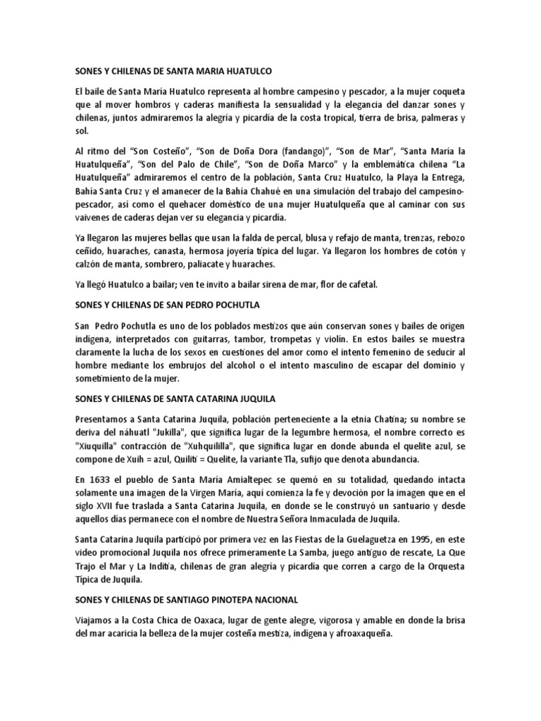 Sones y Chilenas de Santa Maria Huatulco | PDF | Arte