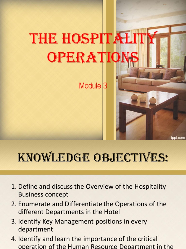 Overview of Hospitality Operations | PDF | Hotel | Resort