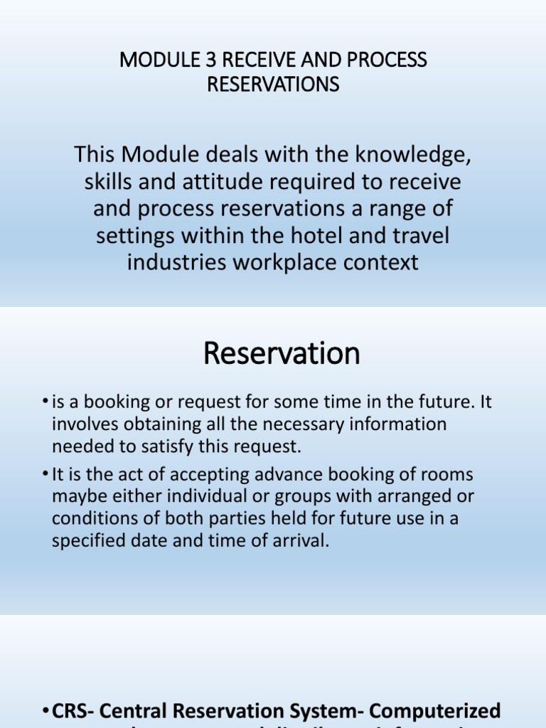 Module 3 Receive and Process Reservation | Download Free PDF | Cheque ...