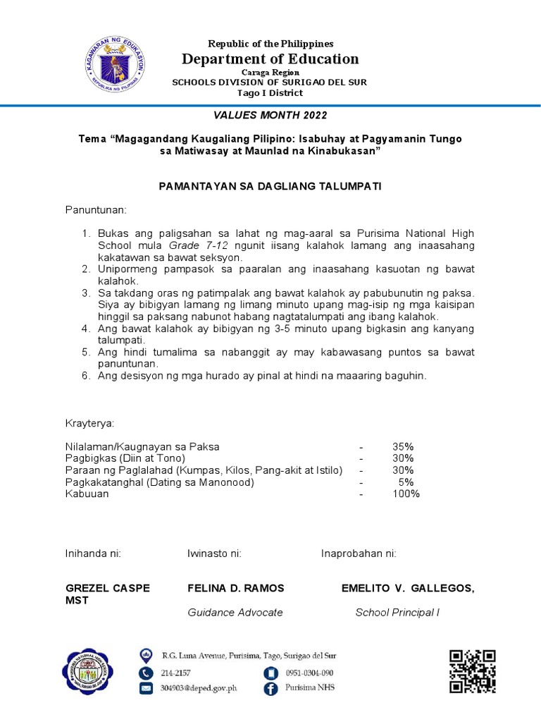 Talumpati, Poster & Worship Criteria | PDF