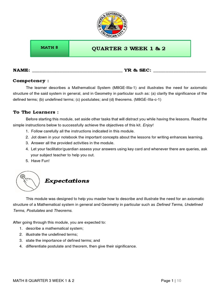 Math 8 Q3 Weeks 1-2 | PDF | Line (Geometry) | Angle
