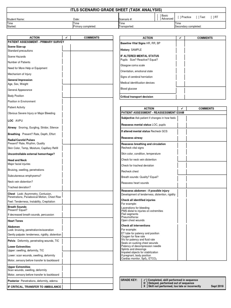 9th Edition Scenario Gradesheet Task Analysis | PDF