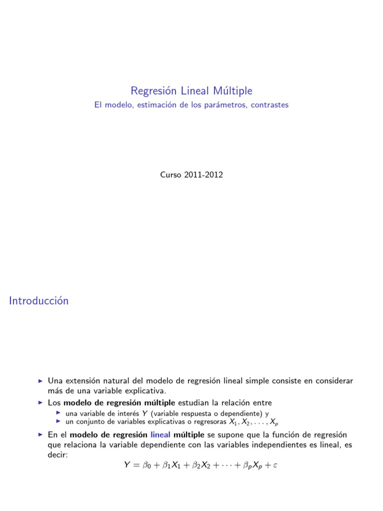 10 - Regresion Multiple | PDF | Regresión lineal | Coeficiente de determinación