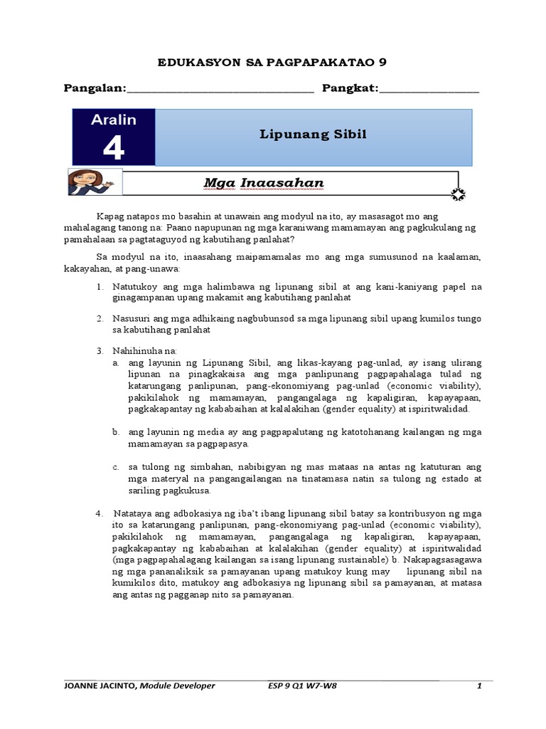 ESP 9 Weeks 7-8 | PDF