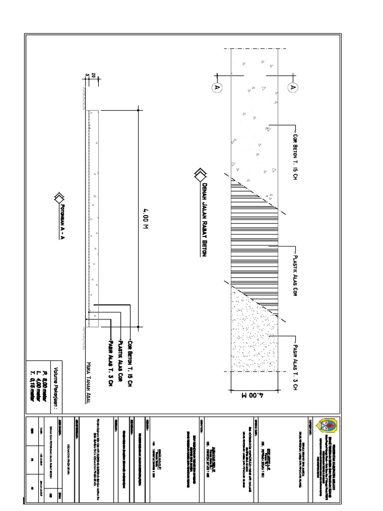 Denah Dan Tampak Jalan Rabat Beton | PDF