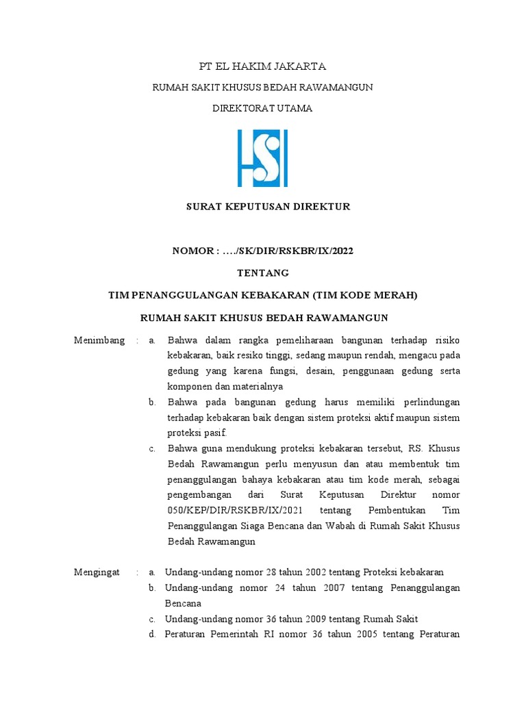 SK Tim Kode Merah - Code Red | PDF