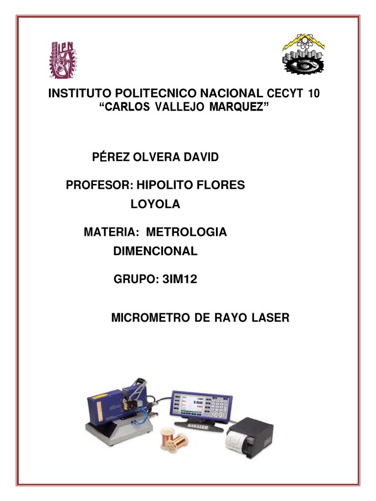 Micrometro de Rayo Laser Pérez Olvera David | PDF | Medición | Láser