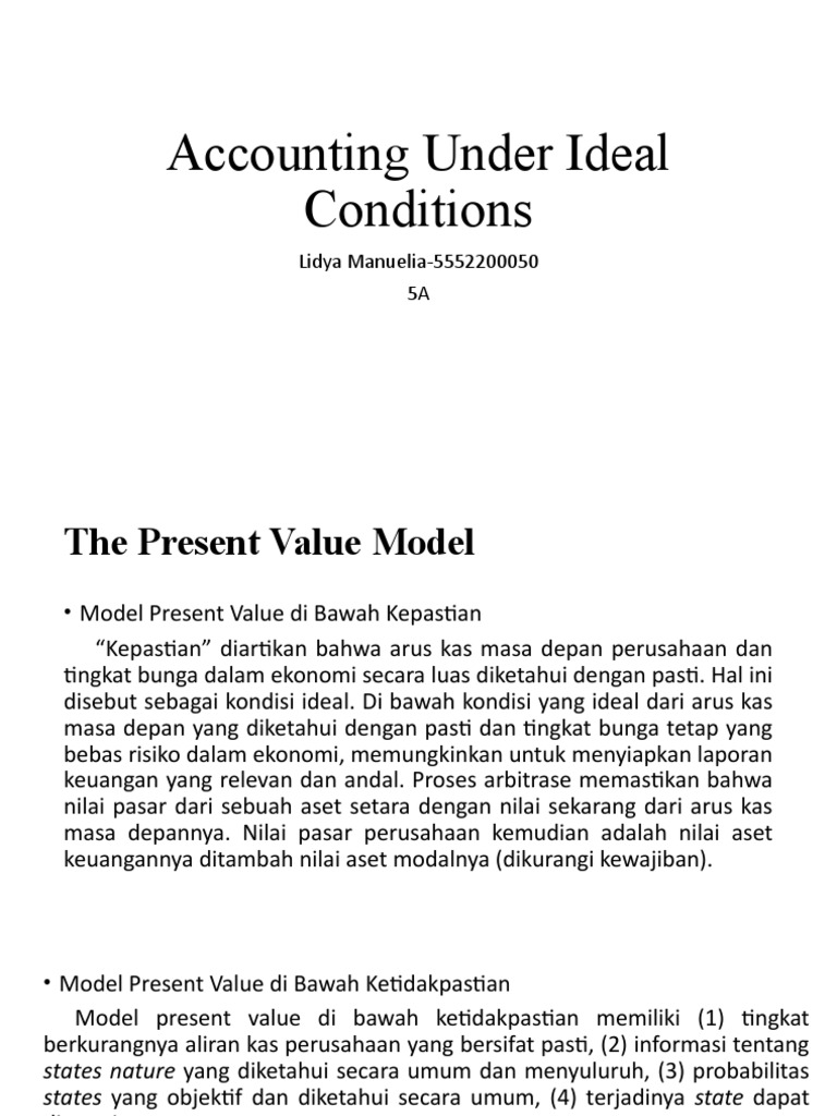 Chapter 2 - Accounting Under Ideal Conditions | PDF | Pengelolaan Keuangan & Uang