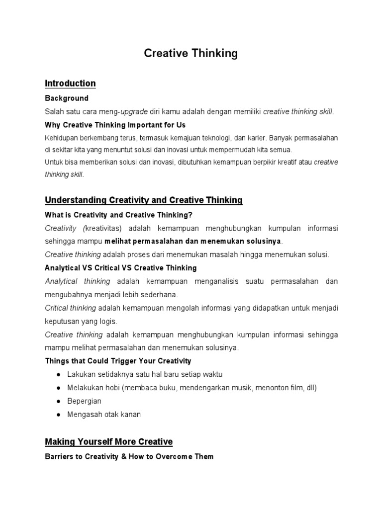 Creative Thinking | PDF