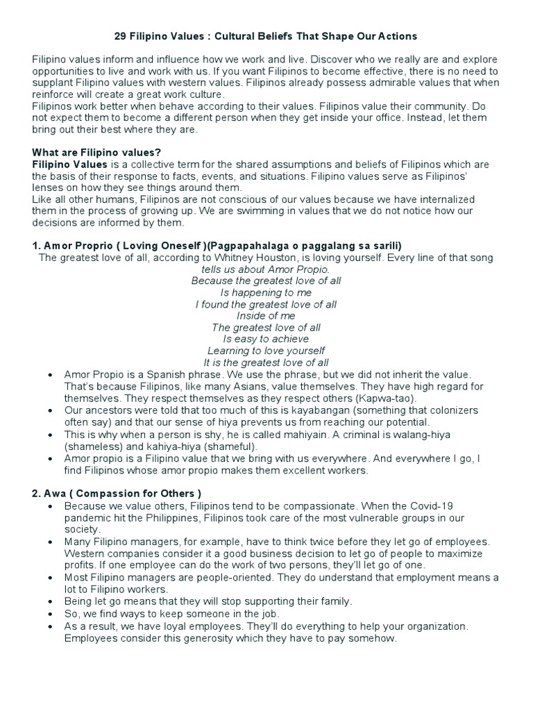 29 Filipino Values | PDF | Gratitude