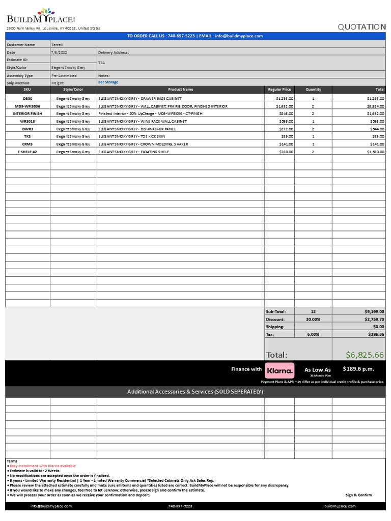 2900 Fern Valley Rd, Louisville, KY 40213 Cabinet Quotation | PDF