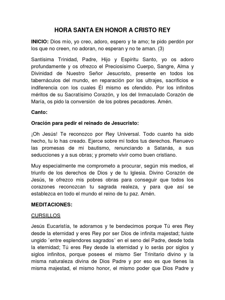 Hora Santa en Honor A Cristo Rey | PDF | eucaristía | Cristo (título)