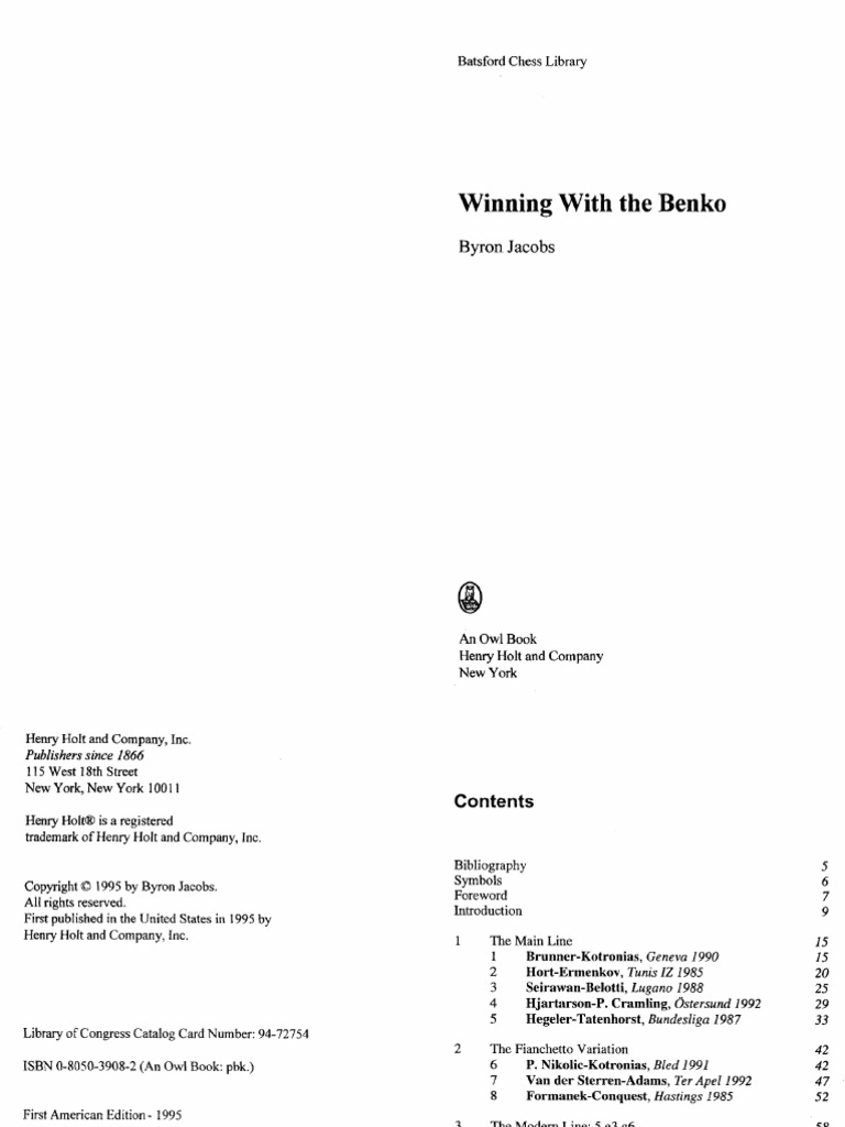 Jacobs, Byron - Winning With The Benko (1995) | PDF