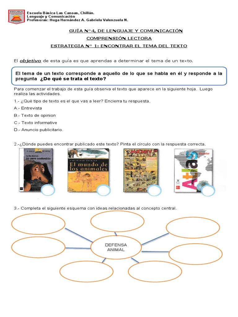 Guía N°4, Lenguaje y Comunicación. Estrategia de Comprensión Lectora | PDF