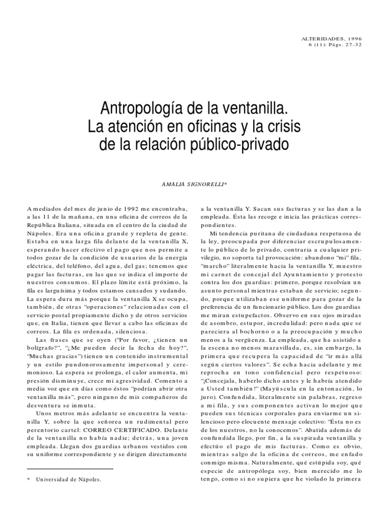 Signorelli Amalia 1996 Antropologa de Ventanilla | PDF