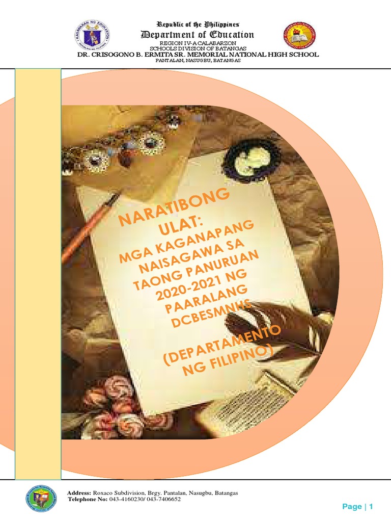 Accomplishment Report FILIPINO 2020 2021 | PDF