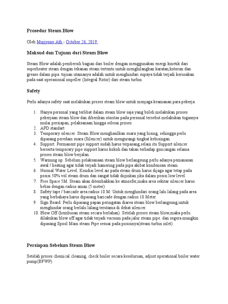 Prosedur Steam Blow | PDF