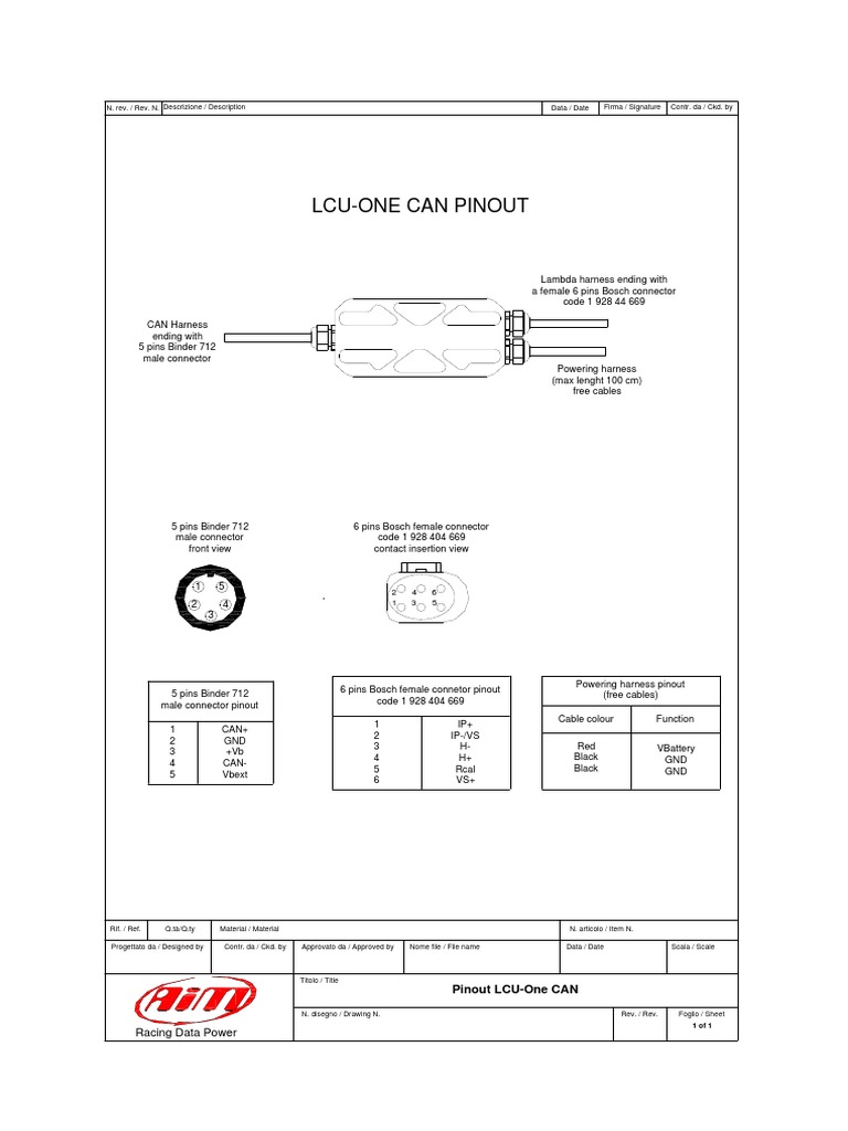 Aim Lcu-One Can Pinout | PDF | Electrical Connector | Electric Power