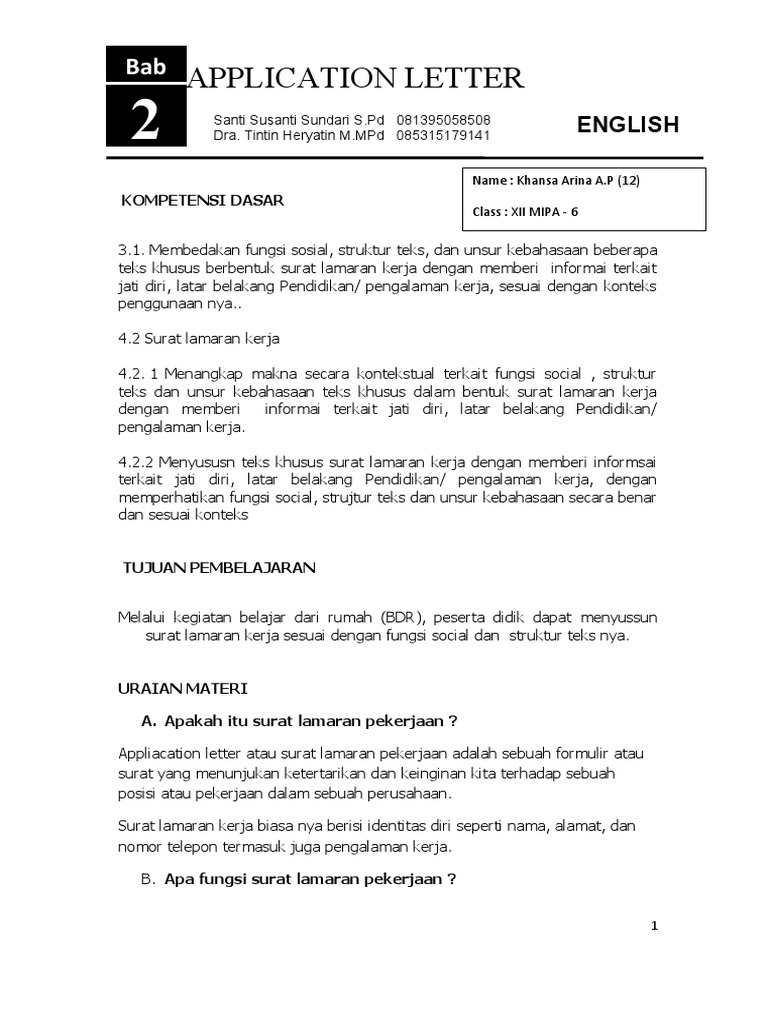 Application Letter | PDF