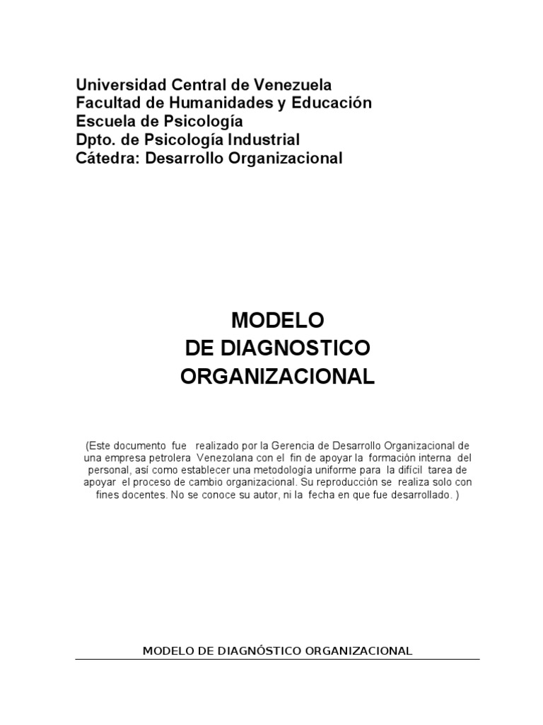 Modelo De Diagnóstico Organizacional Pdf Recursos Humanos