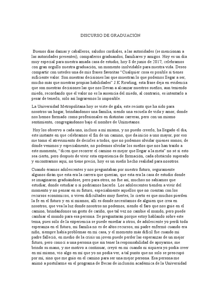 Discurso de Graduacion | PDF