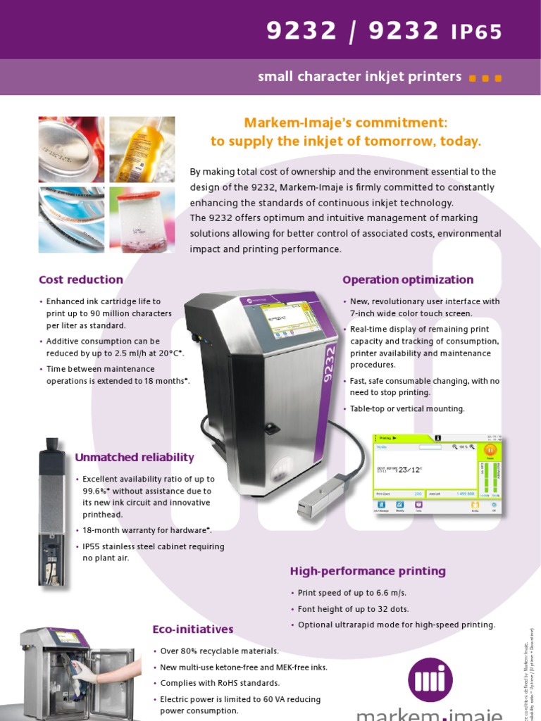 Markem_Imaje_9232_DS_HQ_A2[1] | Printer (Computing) | Computer Hardware