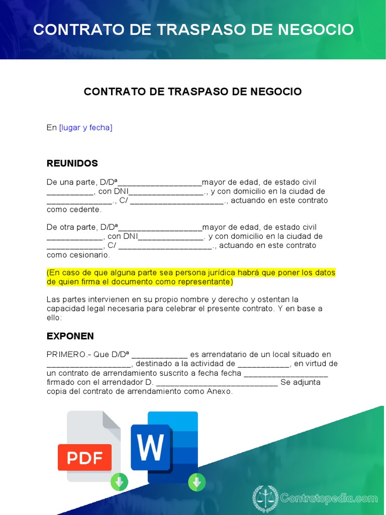 Contrato de Traspaso de Negocio | PDF | Justicia | Crimen y violencia
