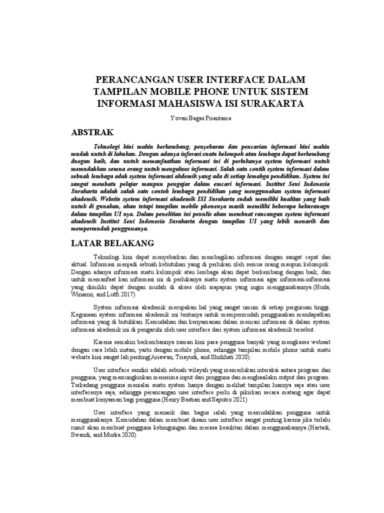 Perancangan User Interface Dalam Tampilan Mobile Phone Untuk Sistem ...