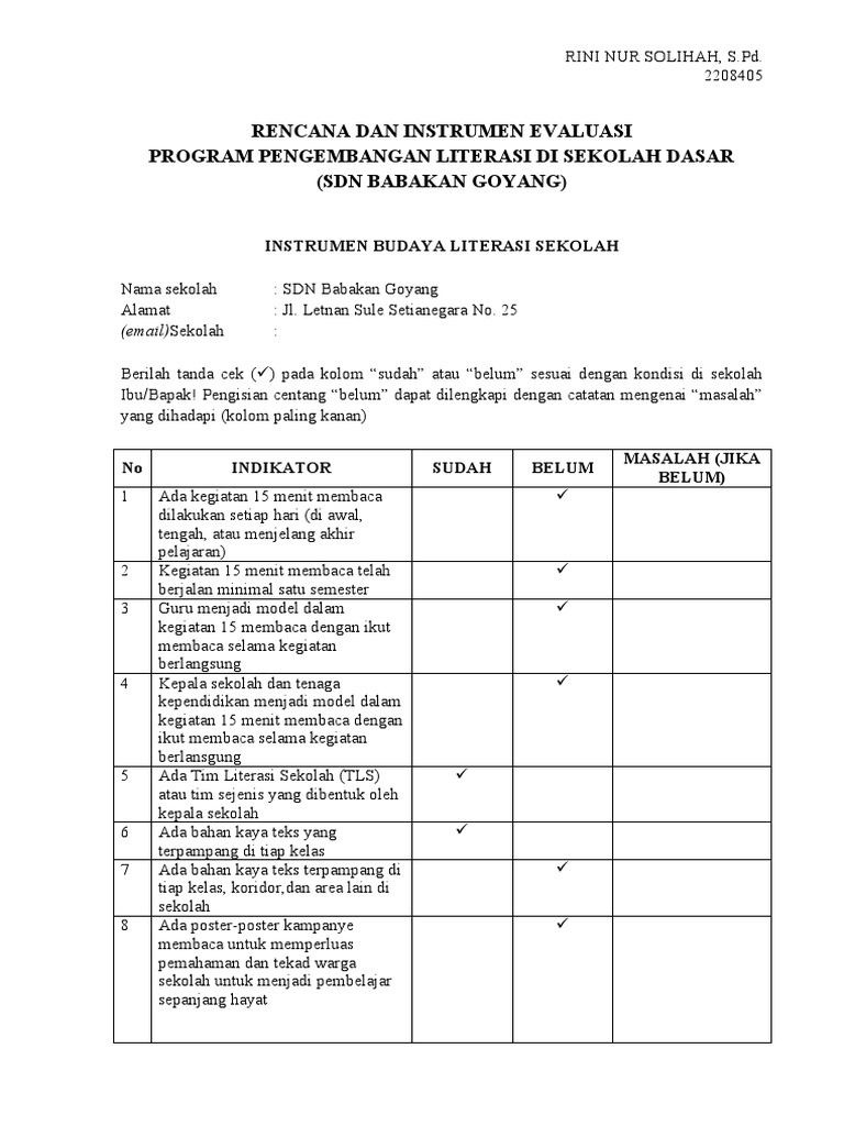Tugas RENCANA DAN INSTRUMEN EVALUASI | PDF
