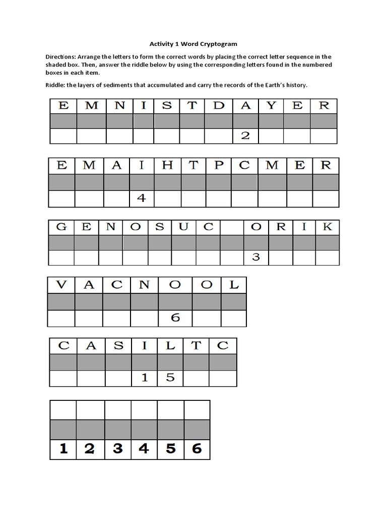 Activity 1 Word Cryptogram | PDF