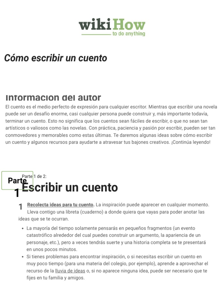 Cómo Escribir Un Cuento - 15 Pasos | PDF