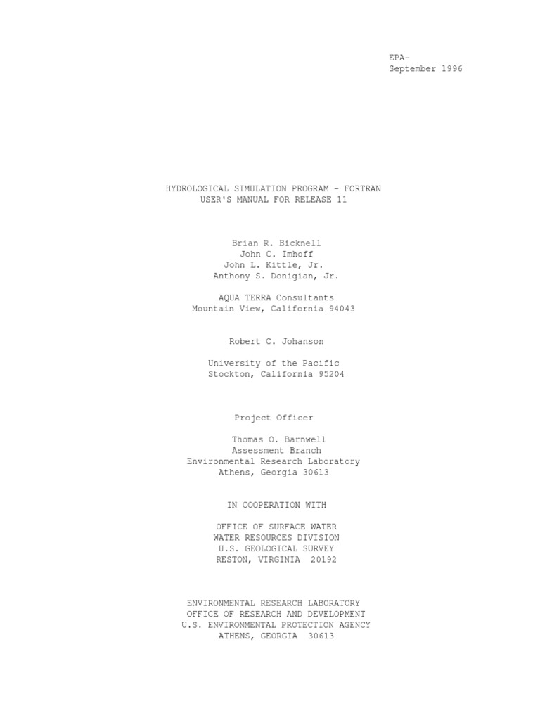 HSPF User Manual | PDF | Computer File | Subroutine