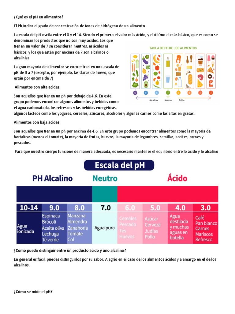 Como Afecta El PH en Los Alimentos | PDF | Alimentos | Ph