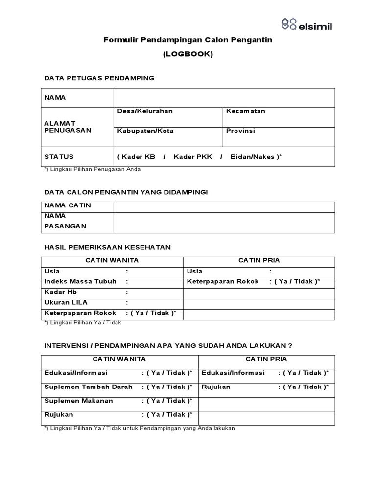 Formulir Pendampingan Catin | PDF | Gaya Hidup