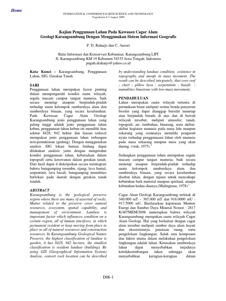 Puguh Dwi Raharjo - Kajian Penggunaan Lahan Pada Kawasan Cagar Alam ...