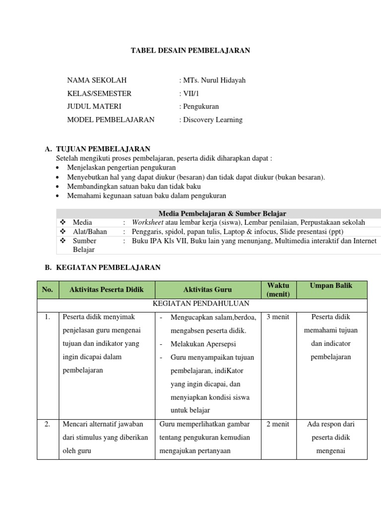 LKPD Discovery Learning IPA Pengukuran Kelas VII | PDF