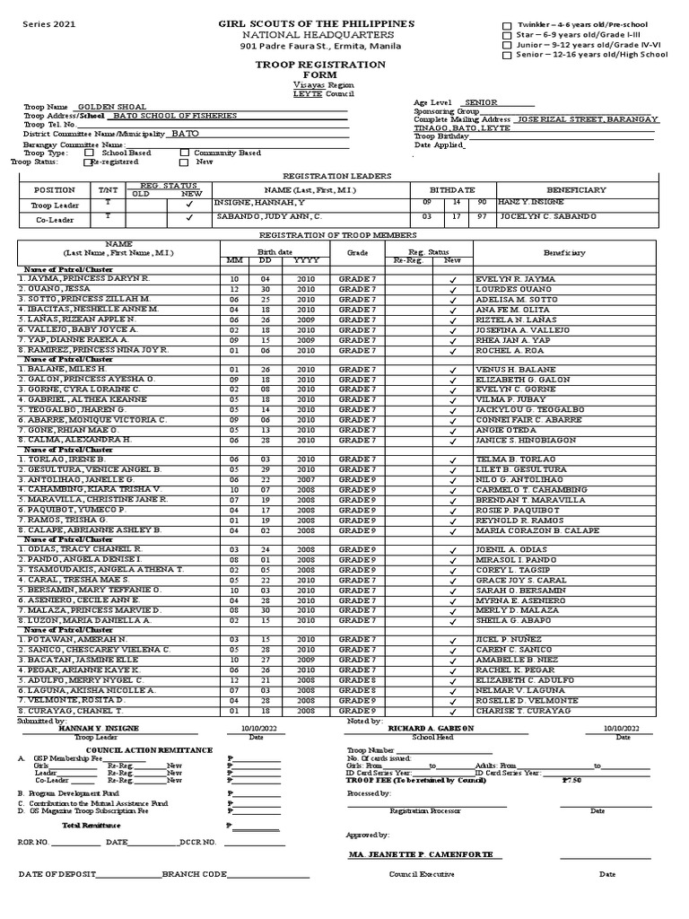 GSP Reg Form Sy2022 23 t1 | PDF