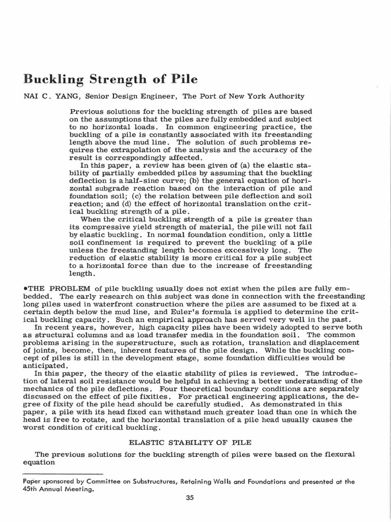 Buckling Strength of Pile | PDF | Buckling | Strength Of Materials