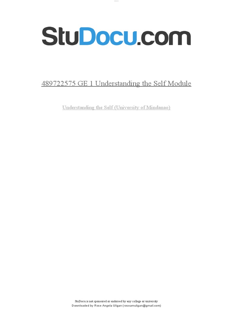 Ge 1 Understanding The Self Module | PDF