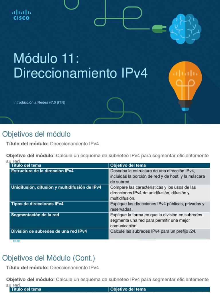 Módulo 11: Direccionamiento Ipv4: Introducción A Redes V7.0 (Itn) | PDF | Informática