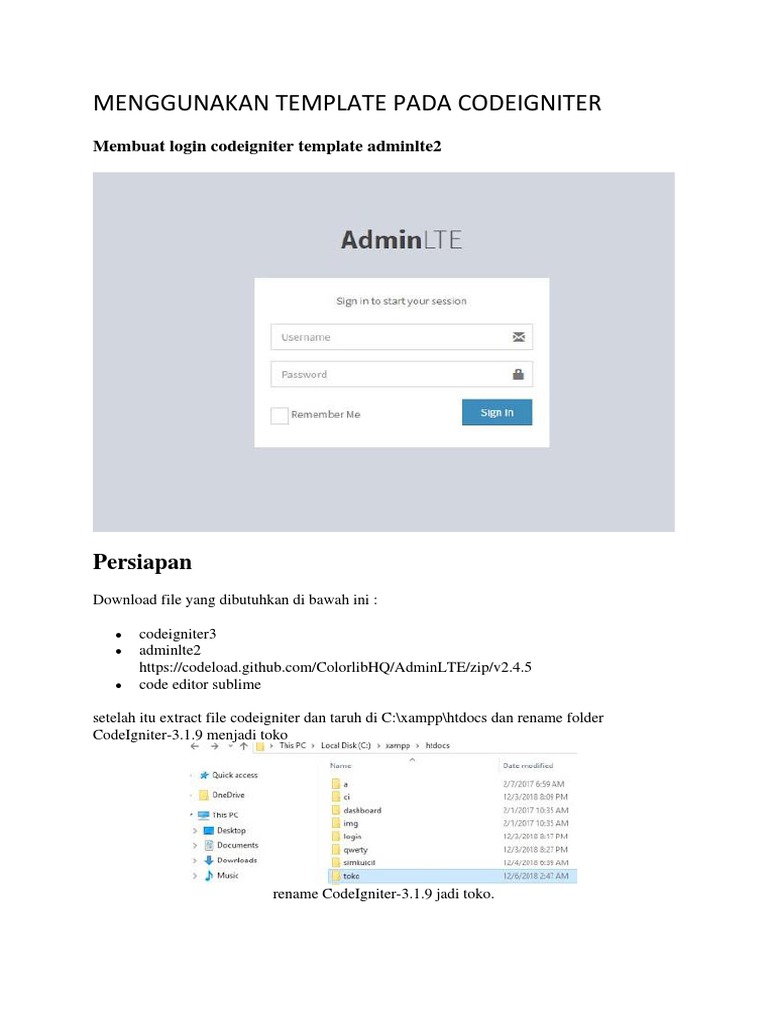 Panduan Menggunakan Template Ci | PDF