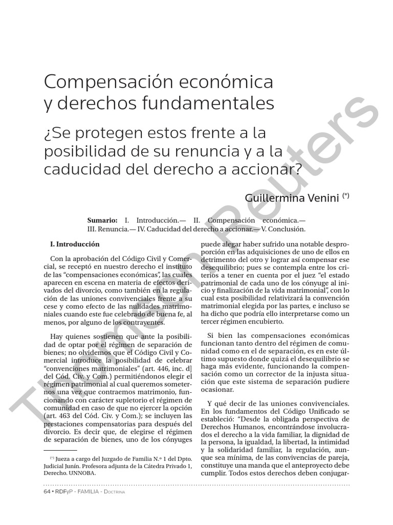 Compensación Económica y Derechos Fundamentales | PDF | Divorcio ...