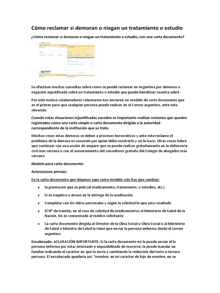 Cómo reclamar por demoras en tratamientos | PDF | Derechos humanos ...