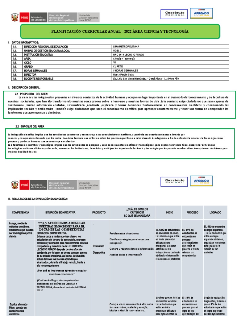 PAT CIENCIA Y TECNOLOGIA 4to Grado LP 2022 | PDF | Aprendizaje | Organismos