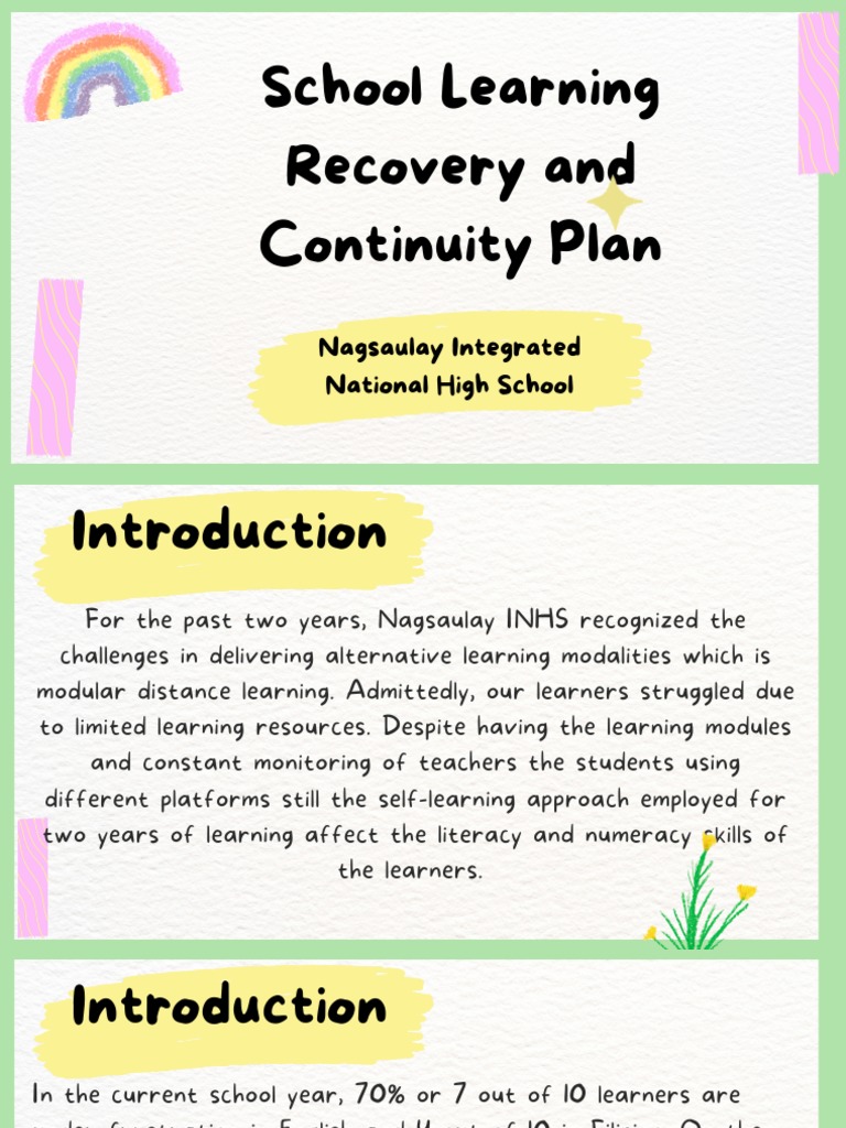 School Learning Recovery Plan | PDF | Learning | Teachers School Learning Recovery Plan | PDF | Learning | Teachers