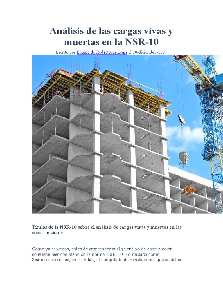 Análisis de Las Cargas Vivas y Muertas en La NSR | PDF